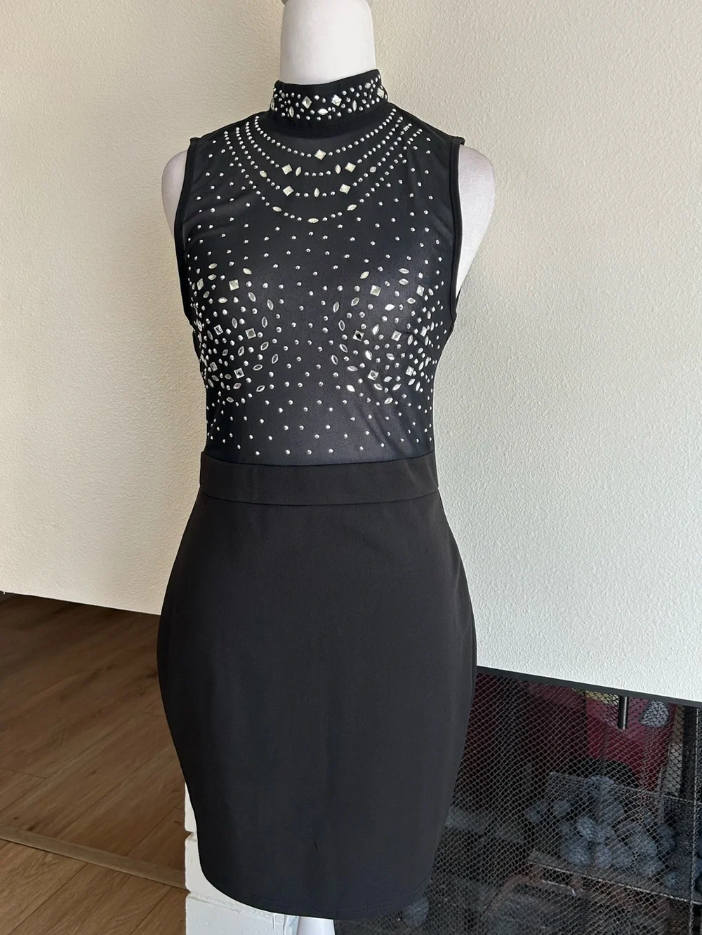 privy | Dresses | Privy Black Sleeveless Mockneck Mini Dress With ...